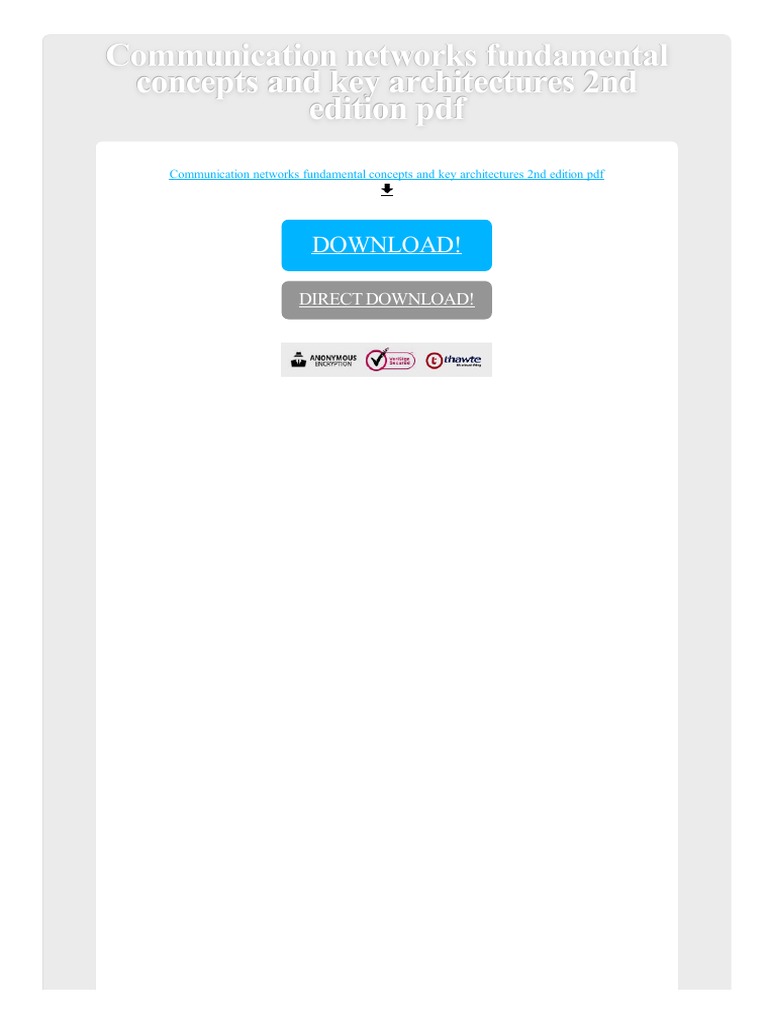 Communication Networks Fundamental Concepts and Key Architectures 2nd ...
