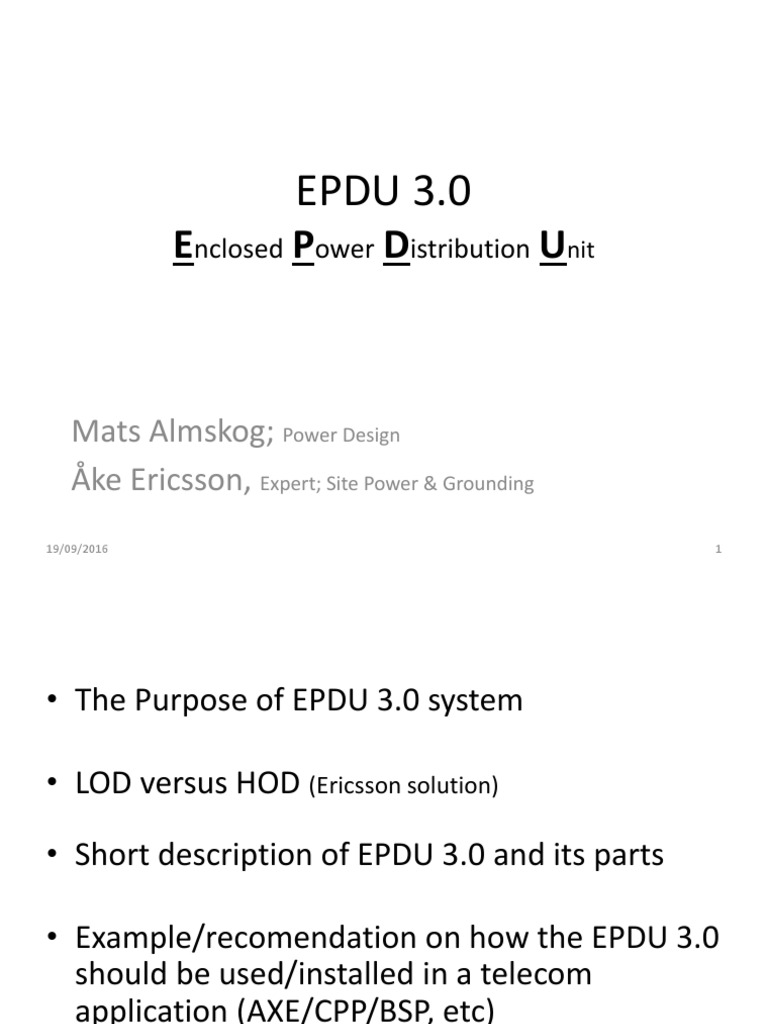 EPDU 3.0 Presentation | PDF | Electrical Network | Reliability Engineering