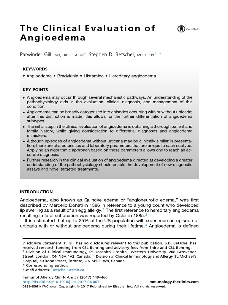 Angioedema PDF | PDF | Allergy | Clinical Medicine