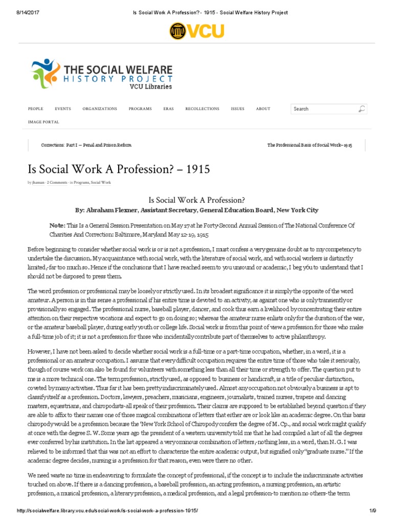 What Is The History Of The Social Work Profession Social Worker CV