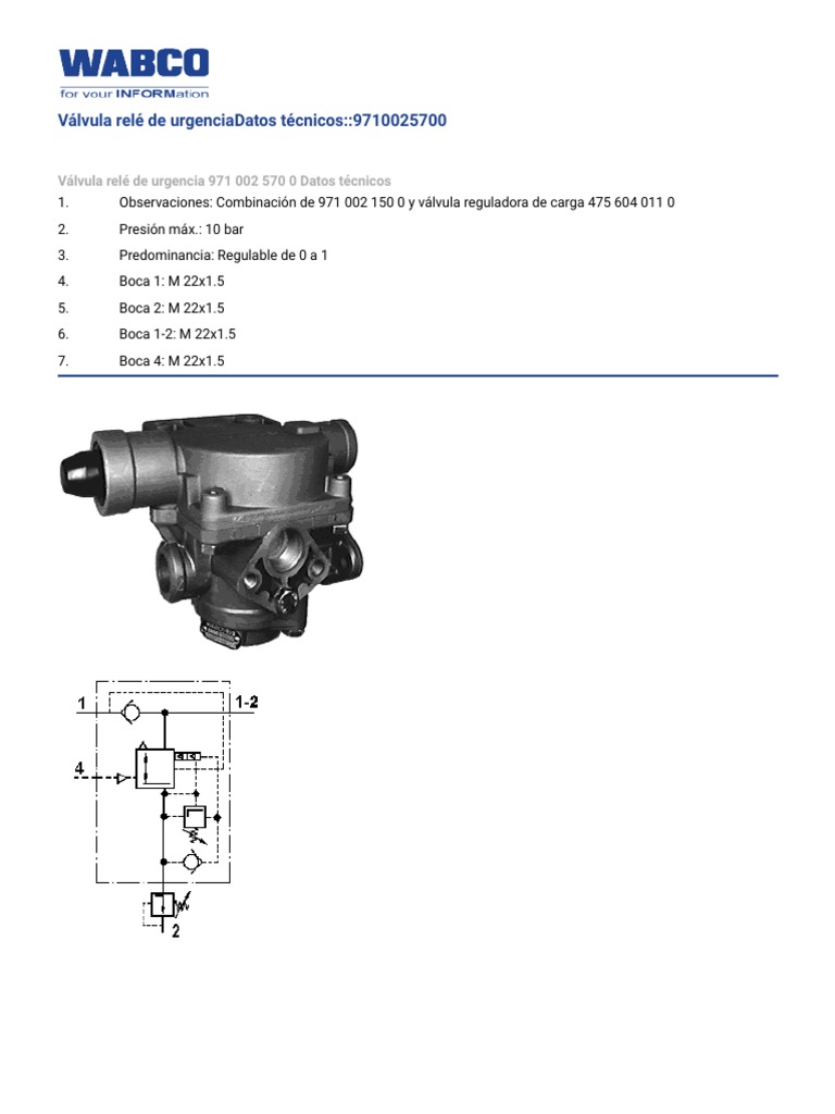 WABCO Datos Técnicos 9710025700 | PDF