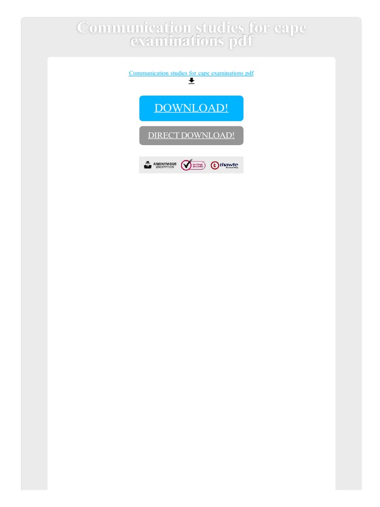 Communication Studies For Cape Examinations PDF | PDF | Test ...