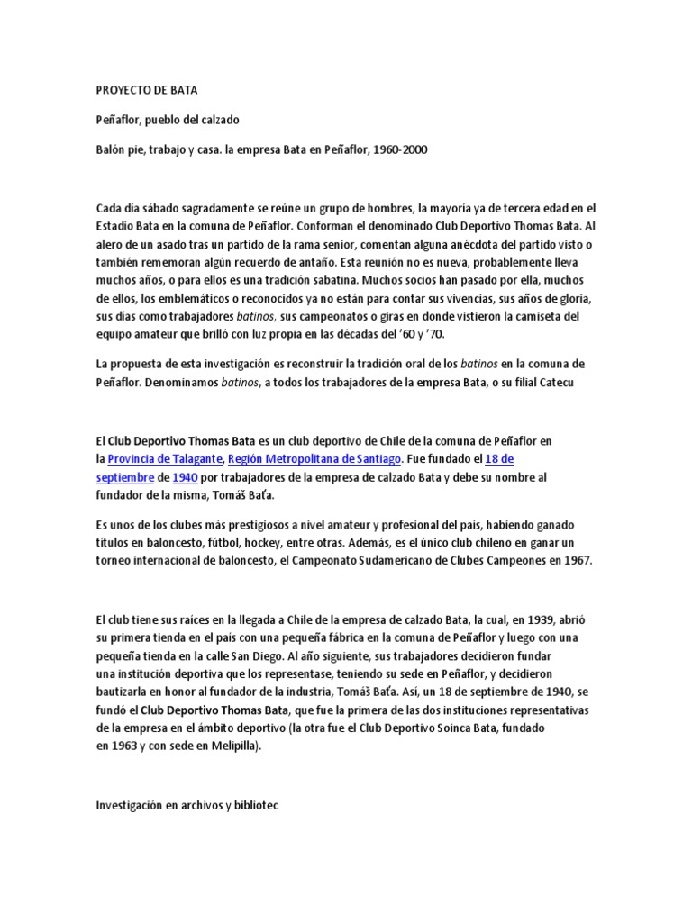 Proyecto Bata | Descargar gratis PDF | Asociación de Futbol | Chile