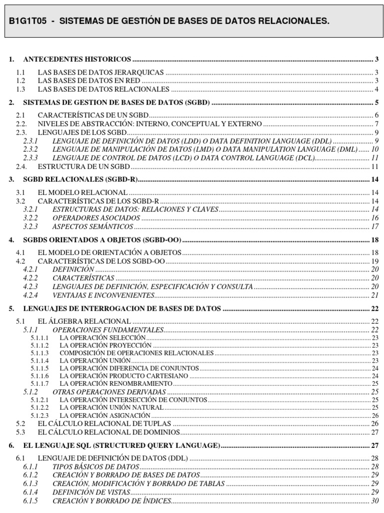 TICB1 - SGBD Relacionales | PDF | Bases de datos | Lenguaje de programación