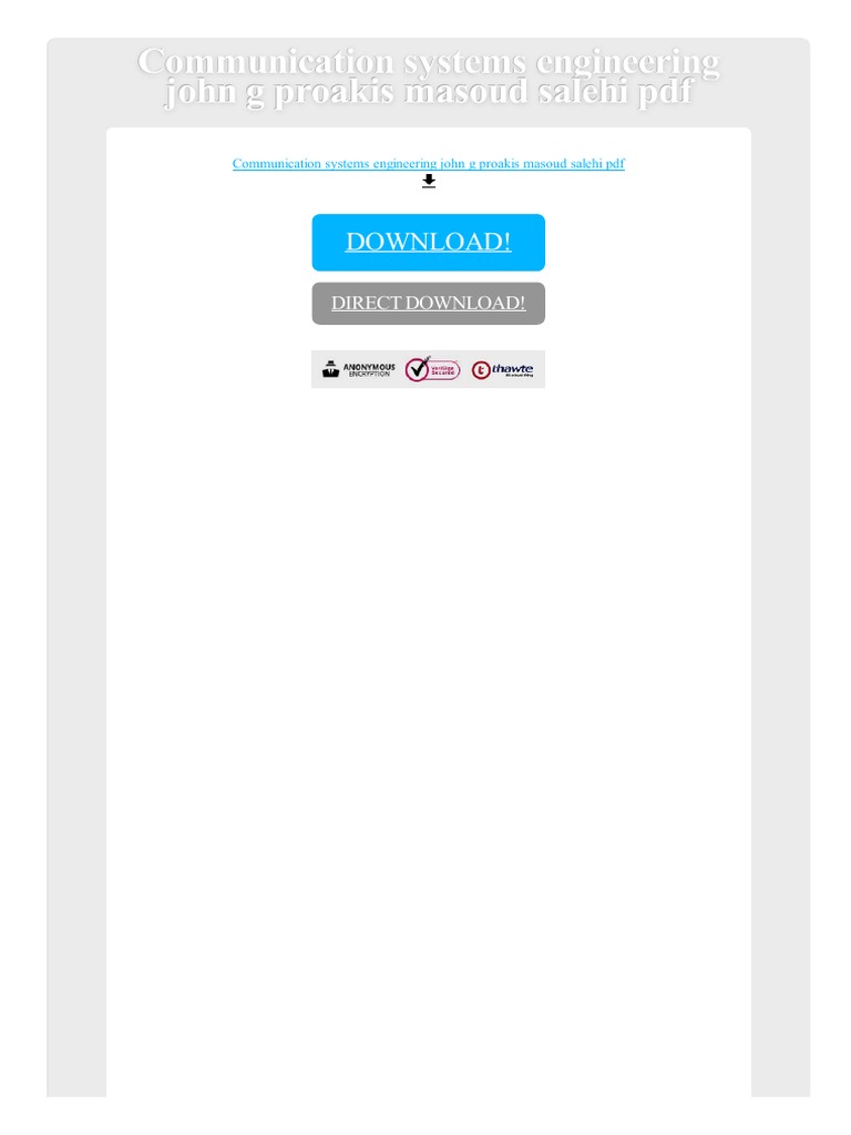 Communication Systems Engineering John G Proakis Masoud Salehi PDF ...