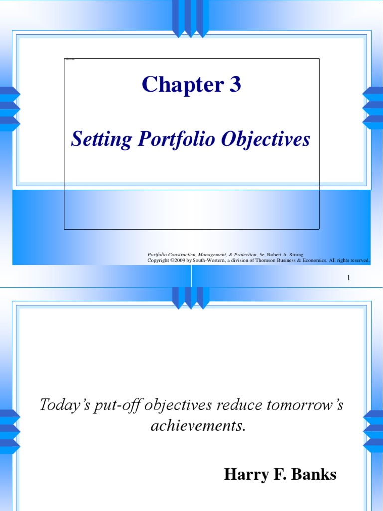 Setting Portfolio Objectives: Portfolio Construction, Management ...