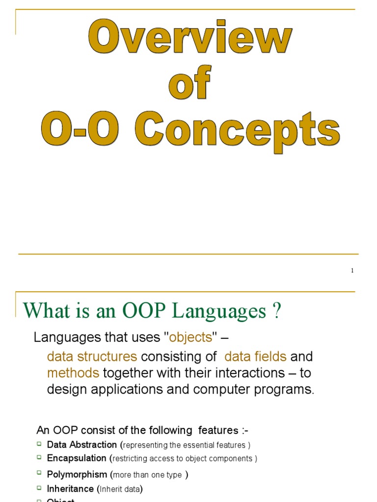 Overview of Object Oriented Concepts in Database | PDF | Object ...