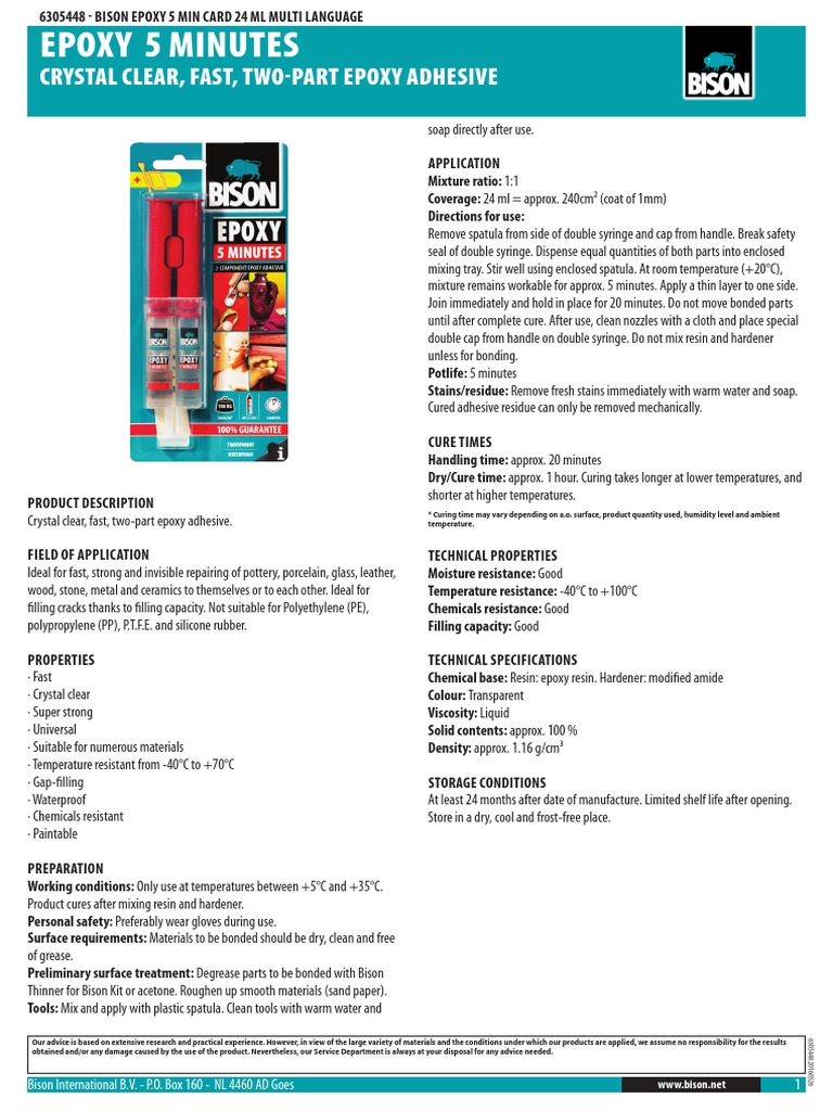 Bison Epoxy 5 Minutes TDS | PDF | Epoxy | Adhesive