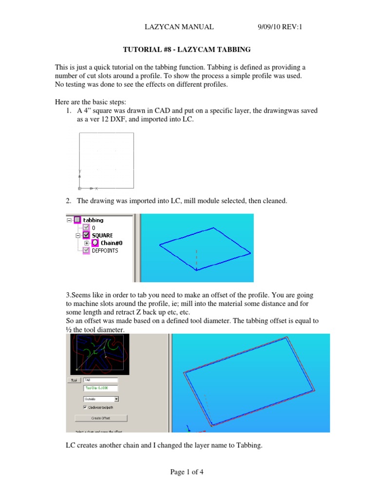 LazyCam Tabbing Tutorial Guide | PDF | Machining | Areas Of Computer ...