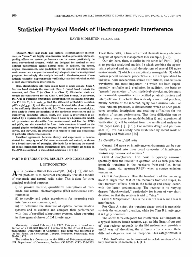 Statistical Models of EM Interference | PDF | Electromagnetic ...