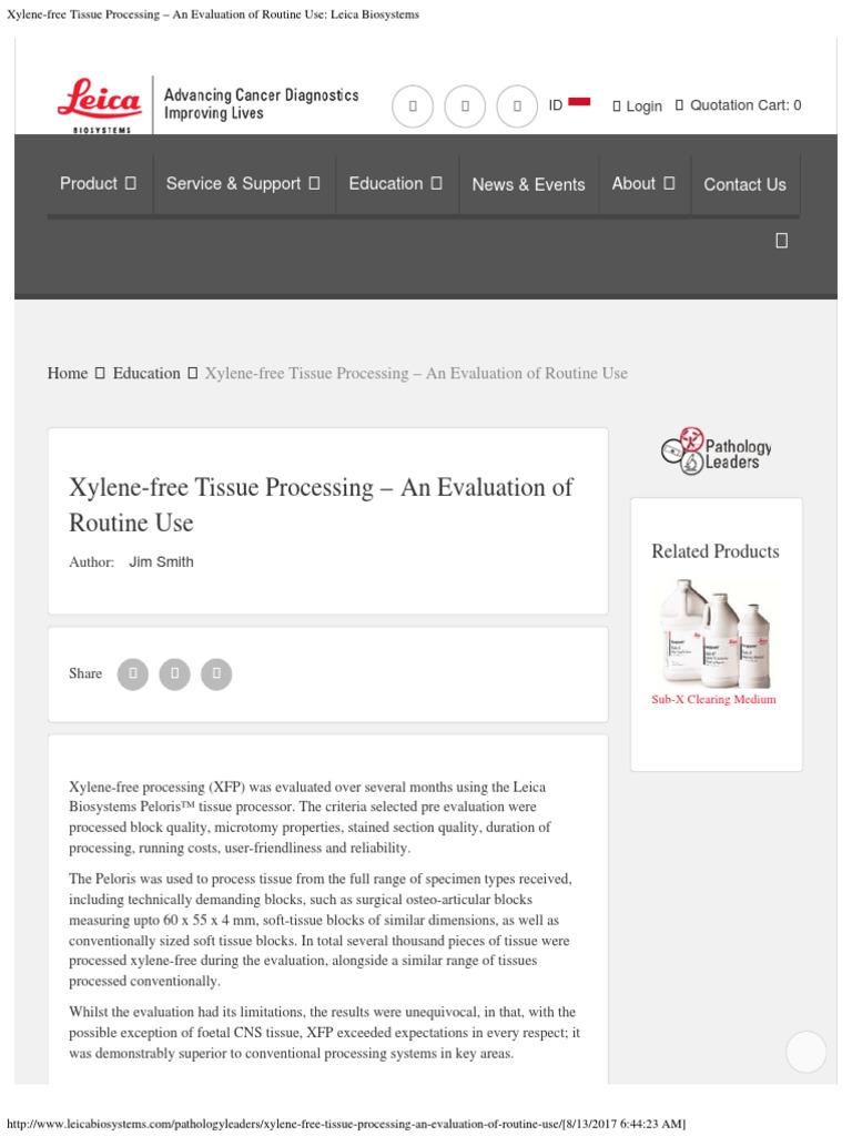 Xylene-Free Tissue Processing - An Evaluation of Routine Use Leica ...