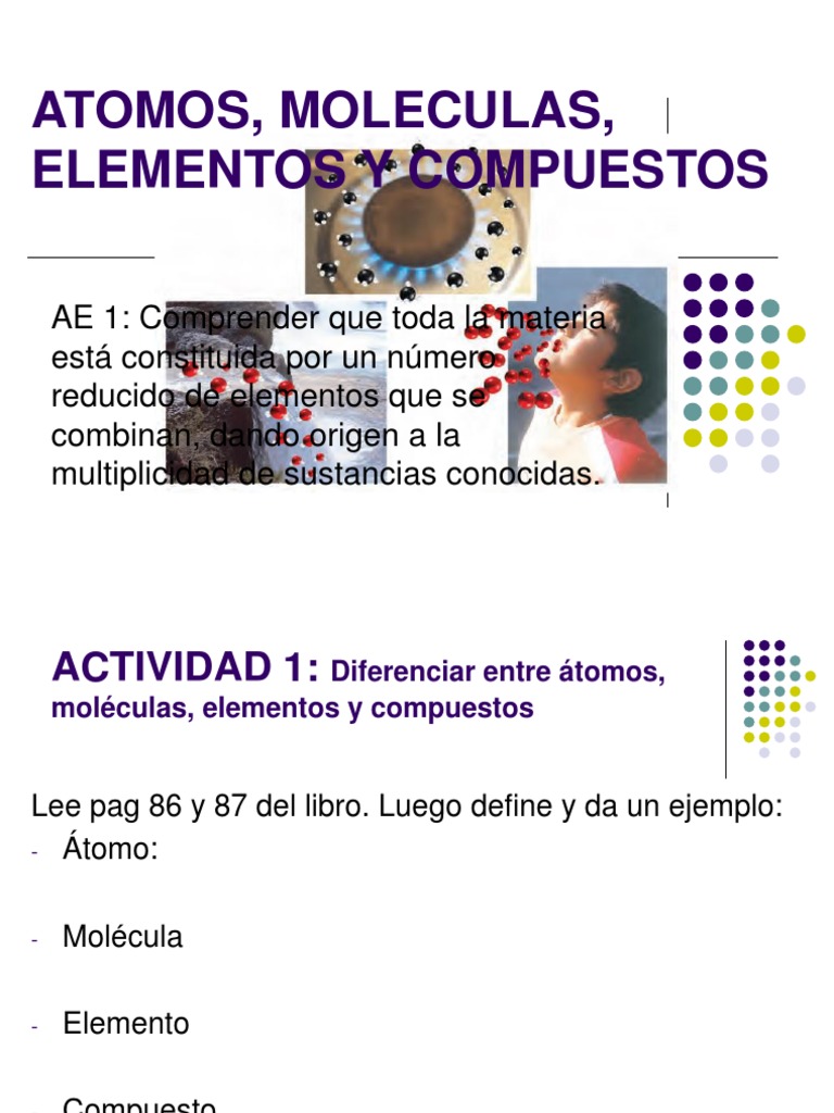 Atomos, Moleculas, Elementos y Compuestos | PDF