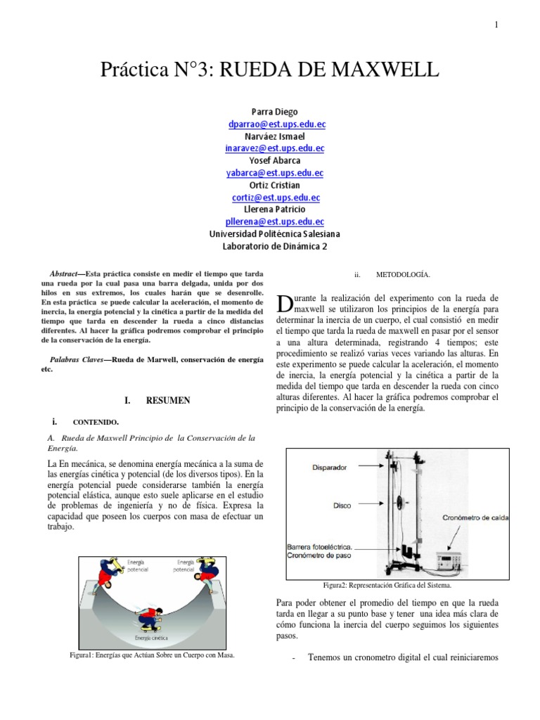 Práctica3 - Rueda de Maxwell | PDF | Electromagnetismo | Movimiento (física)