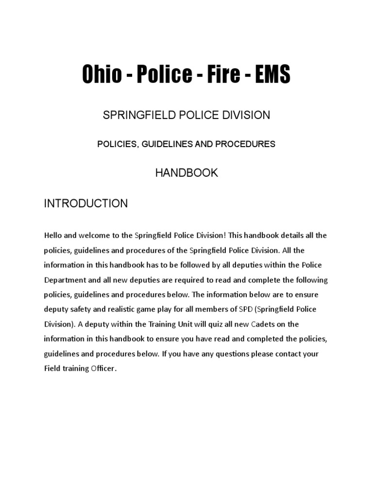 SPD Sops 1 | PDF | Traffic Stop | Commander