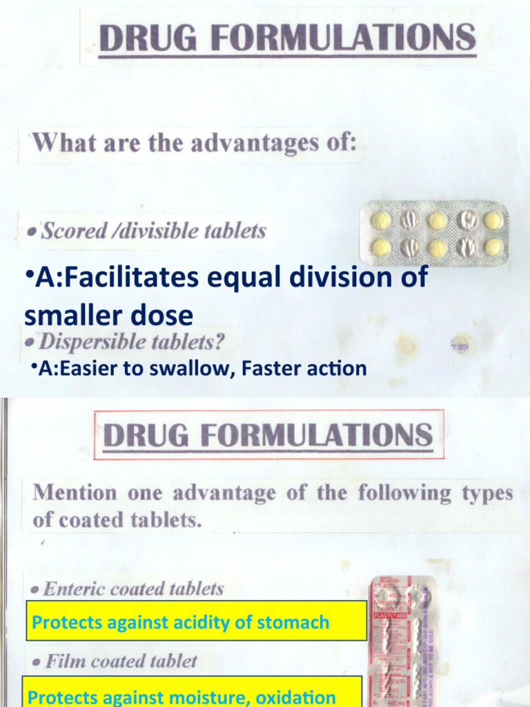 Charts: III Sem: MBBS, Dosage Forms (Tablets & Capsules) | PDF