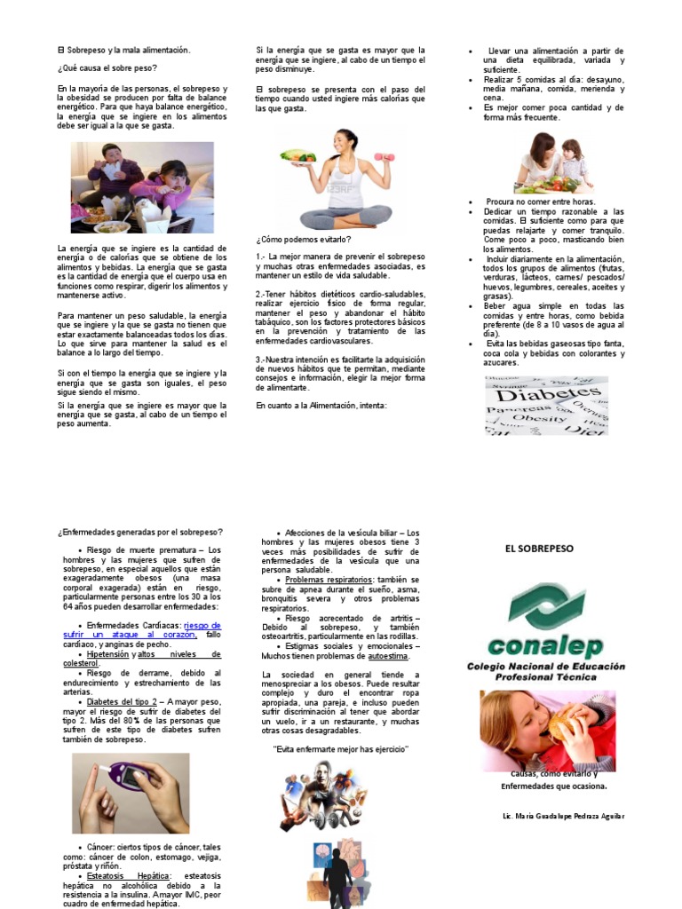 Triptico El Sobrepeso Conalep | PDF | Obesidad | Alimentos