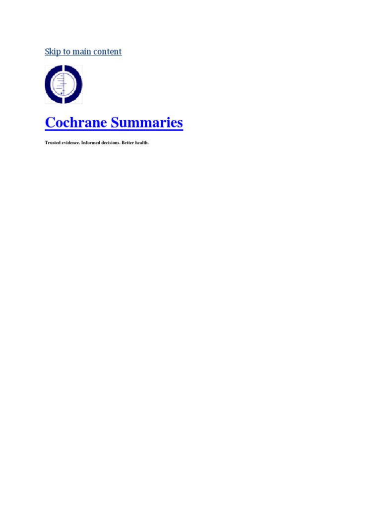 Cochrane Summaries: Trusted Health Evidence | PDF