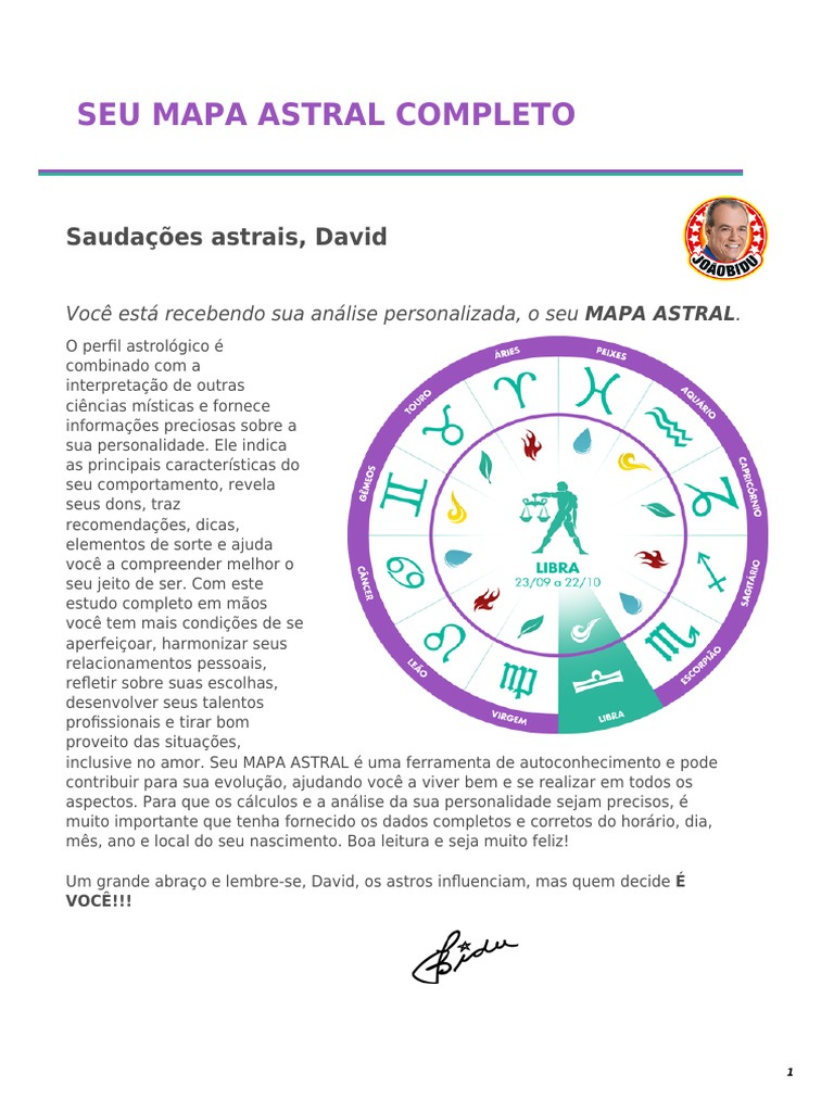 Mapa Astral | Download grátis PDF | Astrologia | Amor