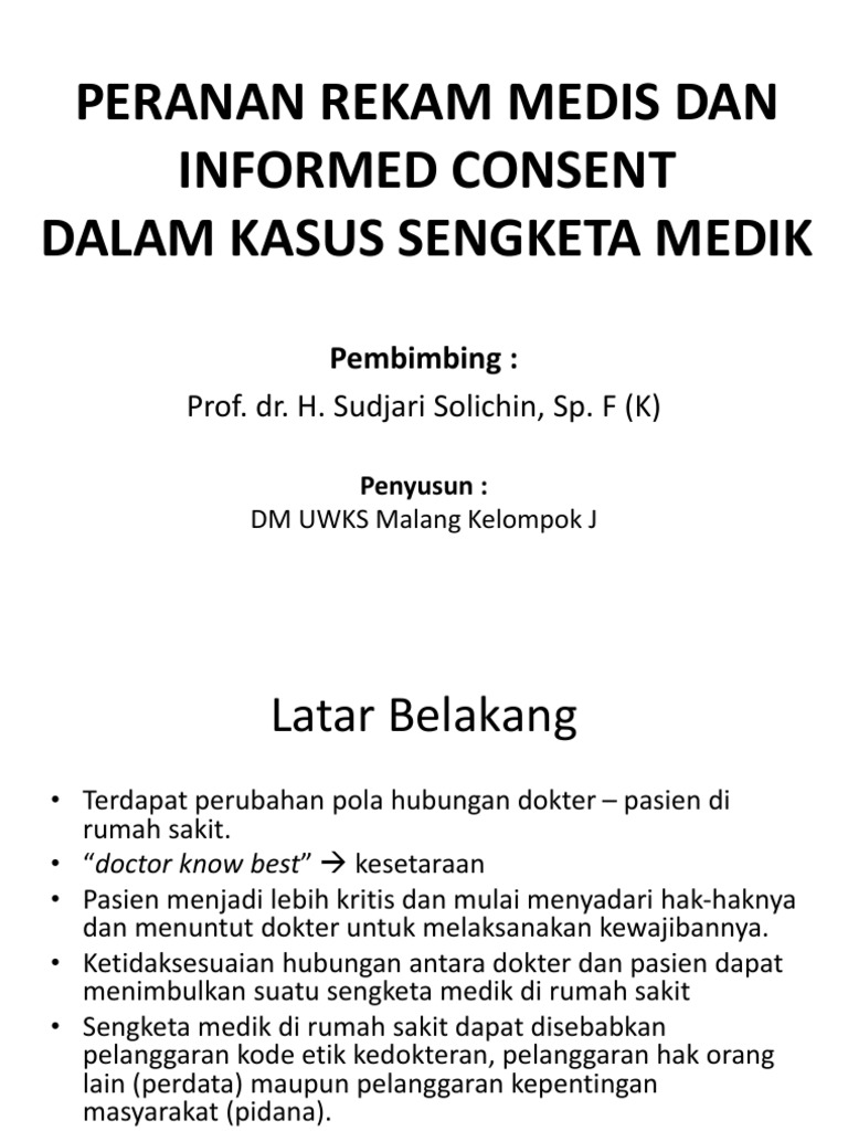 Peranan Rekam Medis Dan Informed Consent | PDF