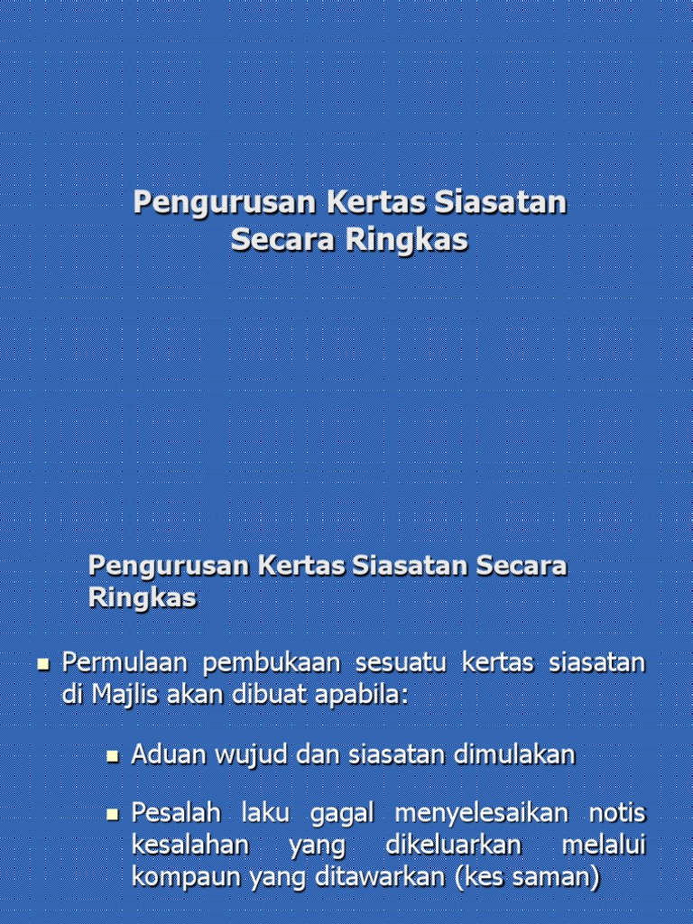 Pengurusan Kertas Siasatan Secara Ringkas | PDF