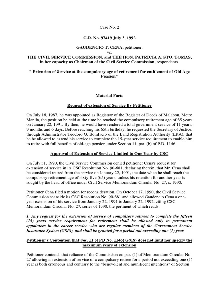 Extension of Service Beyond Retirement Age: The Civil Service ...