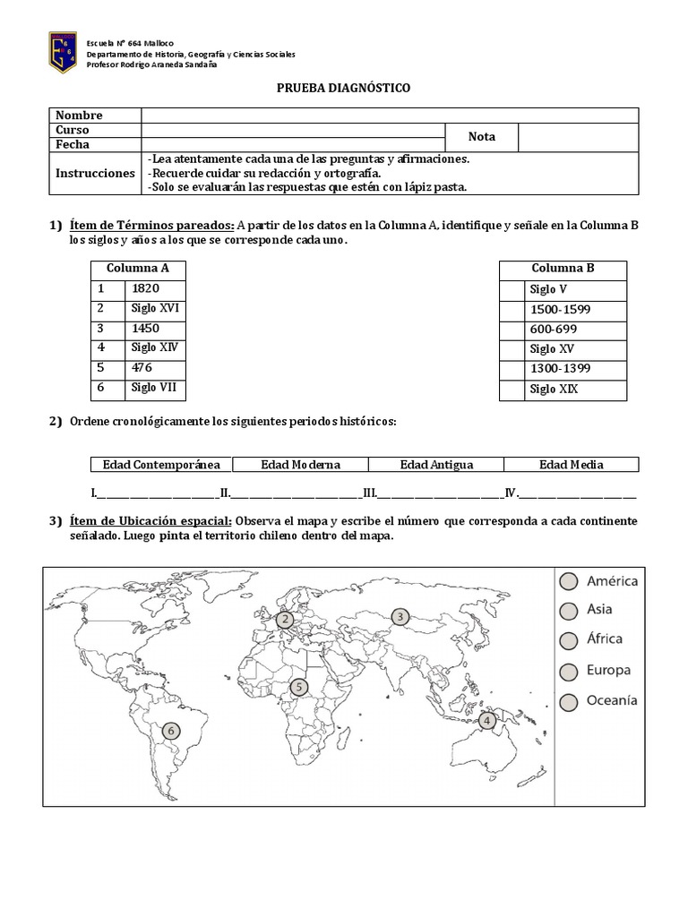 Prueba Diagnóstico 8vo | PDF | Edades medias | Feudalismo