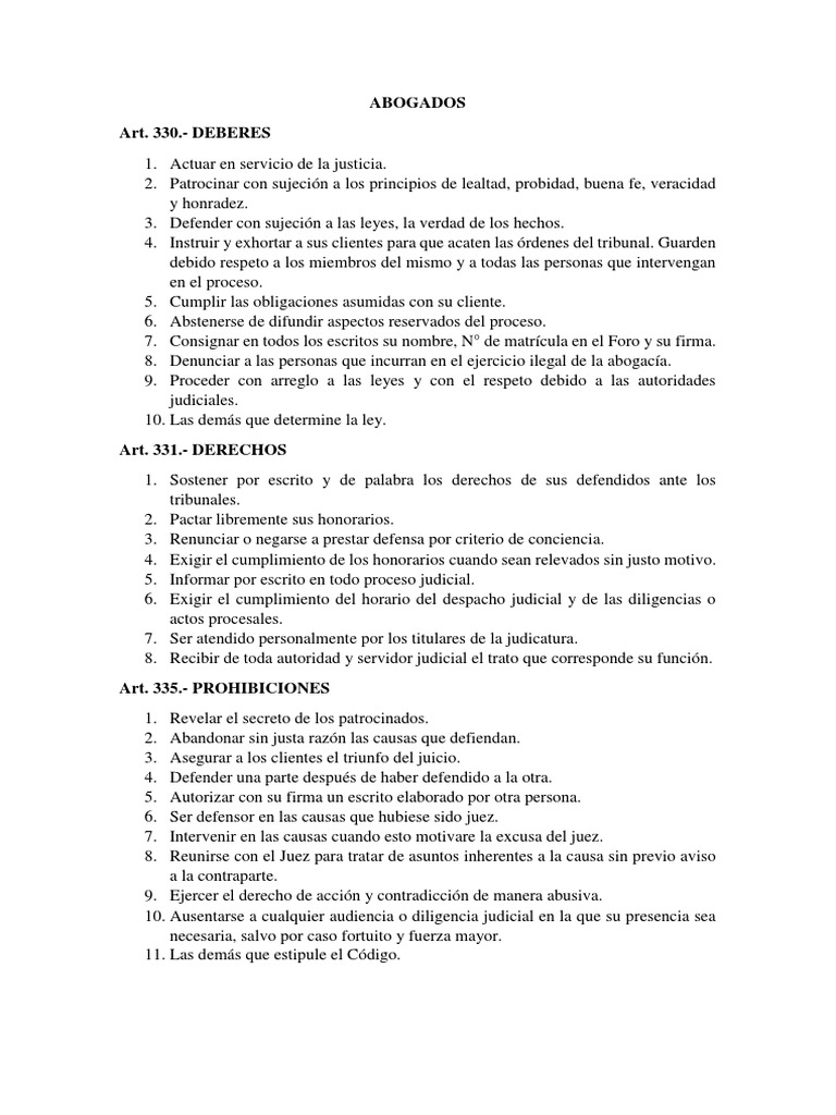 Derechos Deberes Y Prohibiciones De Los Abogados Pdf Juez Justicia