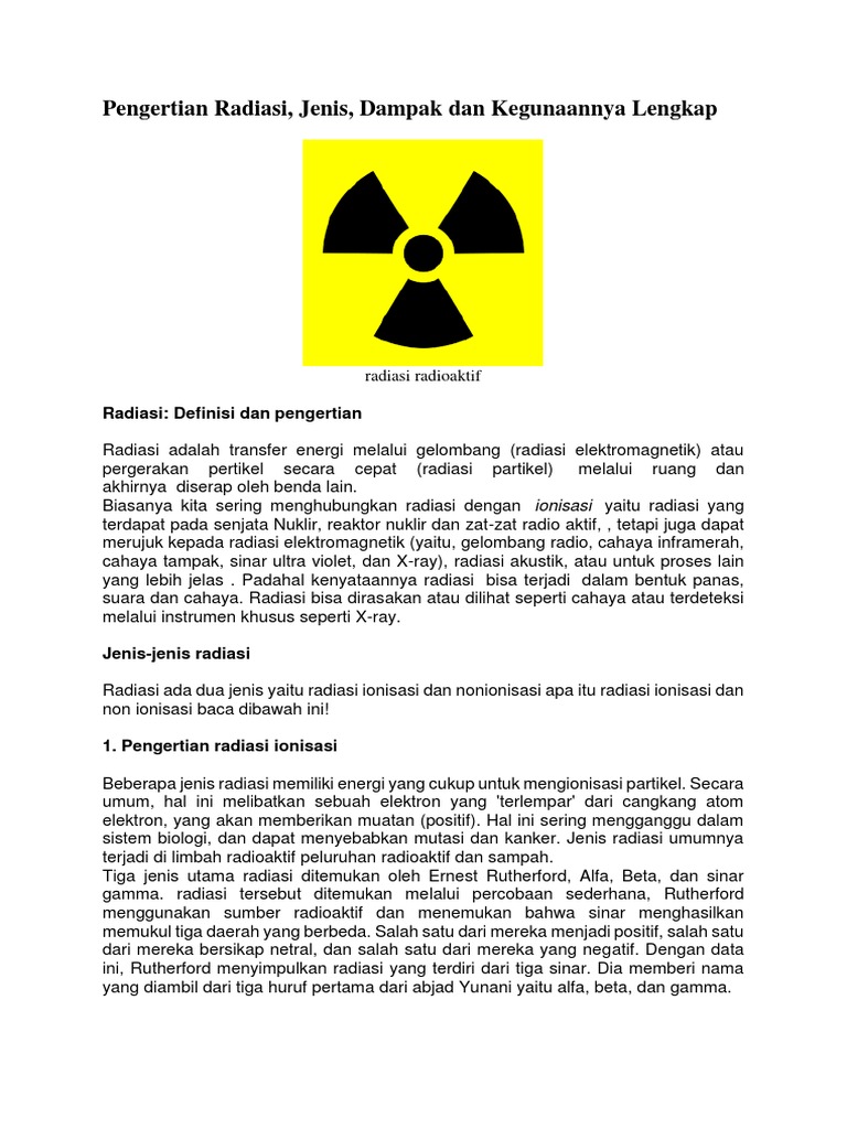 Jenis dan Dampak Radiasi Lengkap | PDF