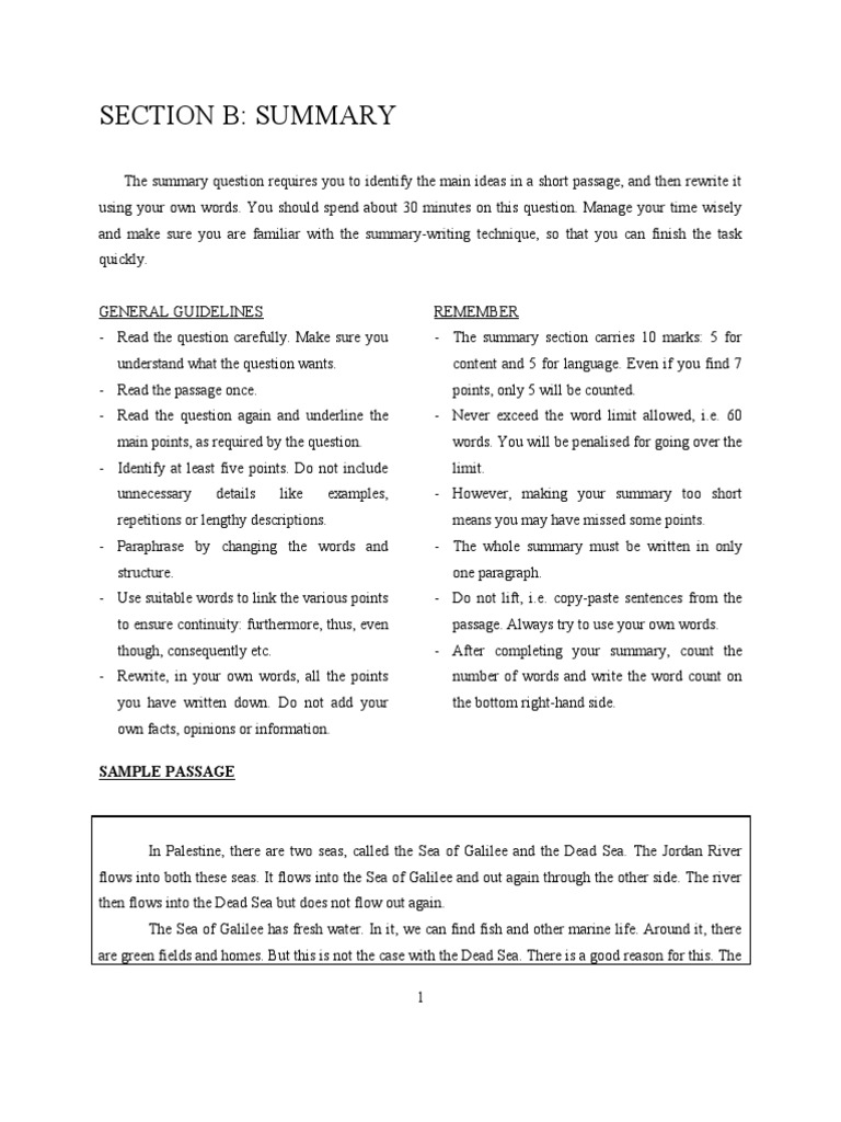 Form 2 English Module - Section B Summary | PDF | Recycling | Sibling