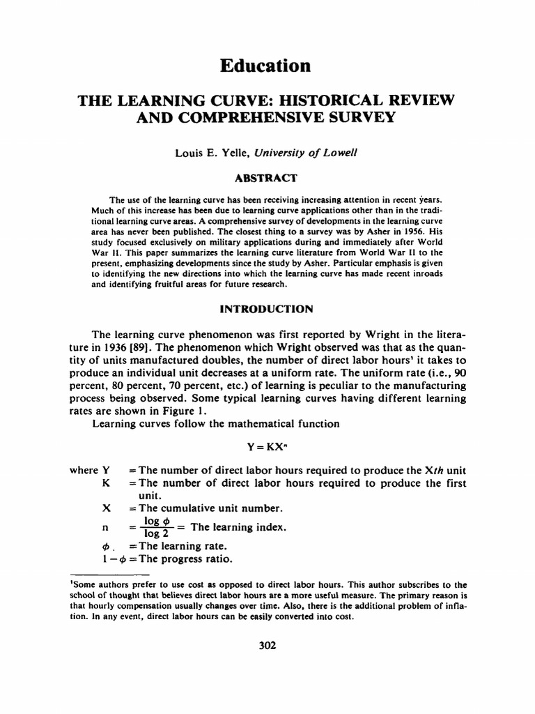 Yelle1979-Learning Curve Theory | PDF | Learning | Labour Economics