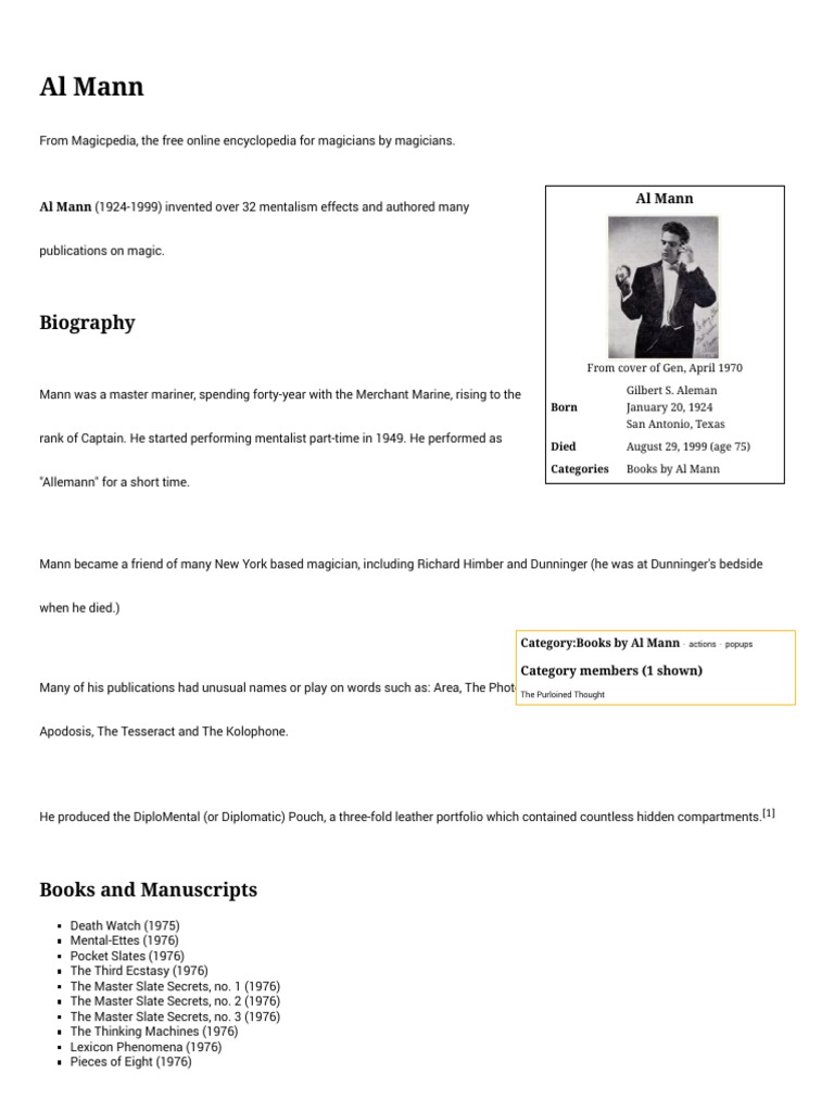Al Mann - Magicpedia | PDF | Truth