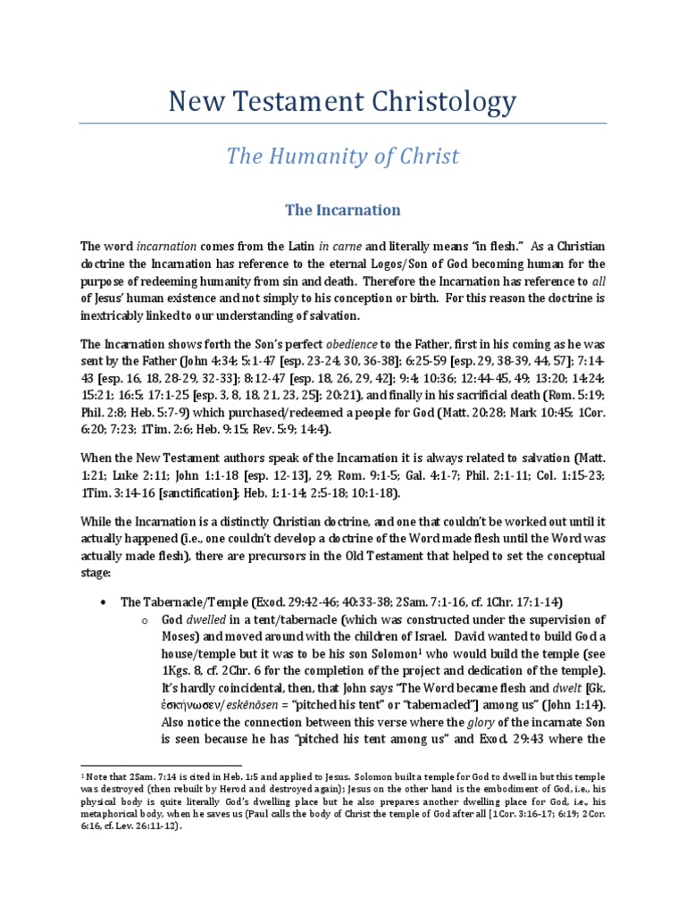 New Testament Christology: The Humanity of Christ | PDF | Incarnation ...