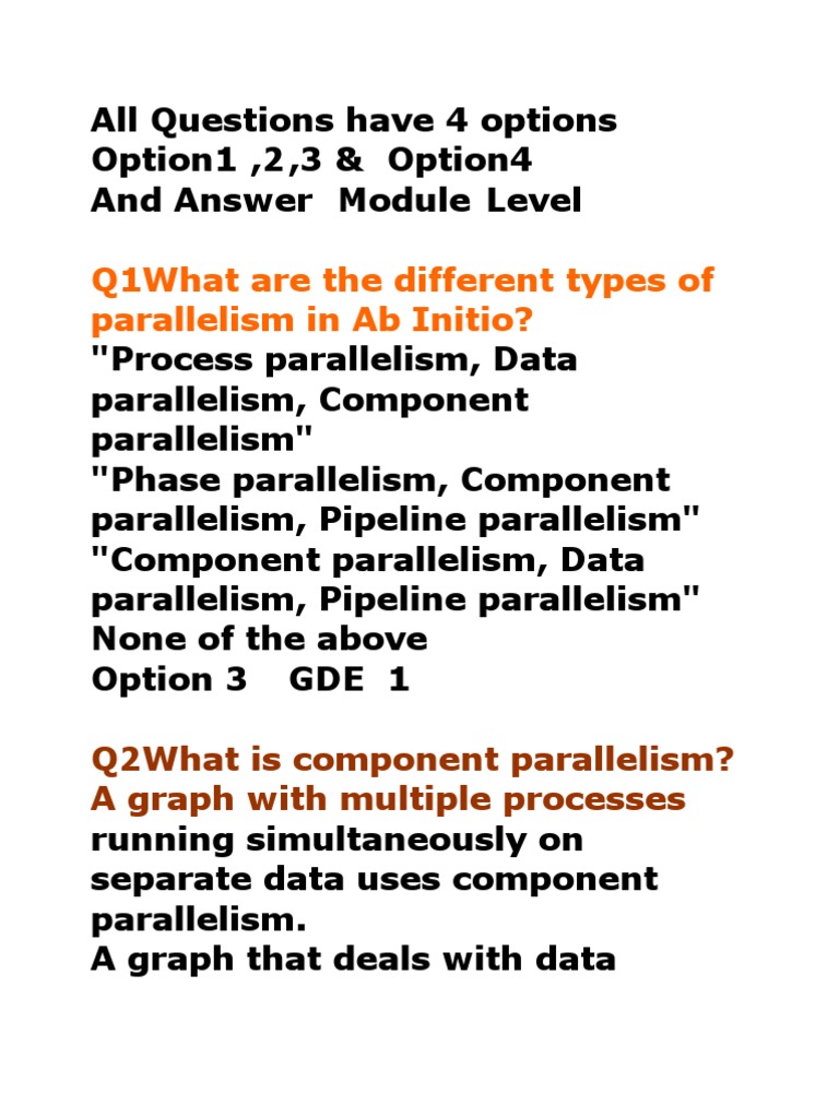 Abinitio Questions | PDF | Parameter (Computer Programming) | Parallel Computing