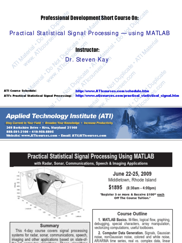 Practical Statistical Signal Processing Using MATLAB | PDF | Sonar | Applied Mathematics
