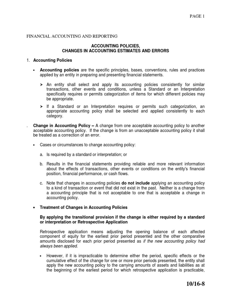 Accounting Policies, Changes in Accounting Estimates and Errors ...