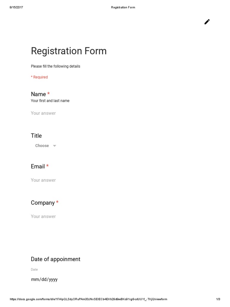 Workshop Registration Form | PDF
