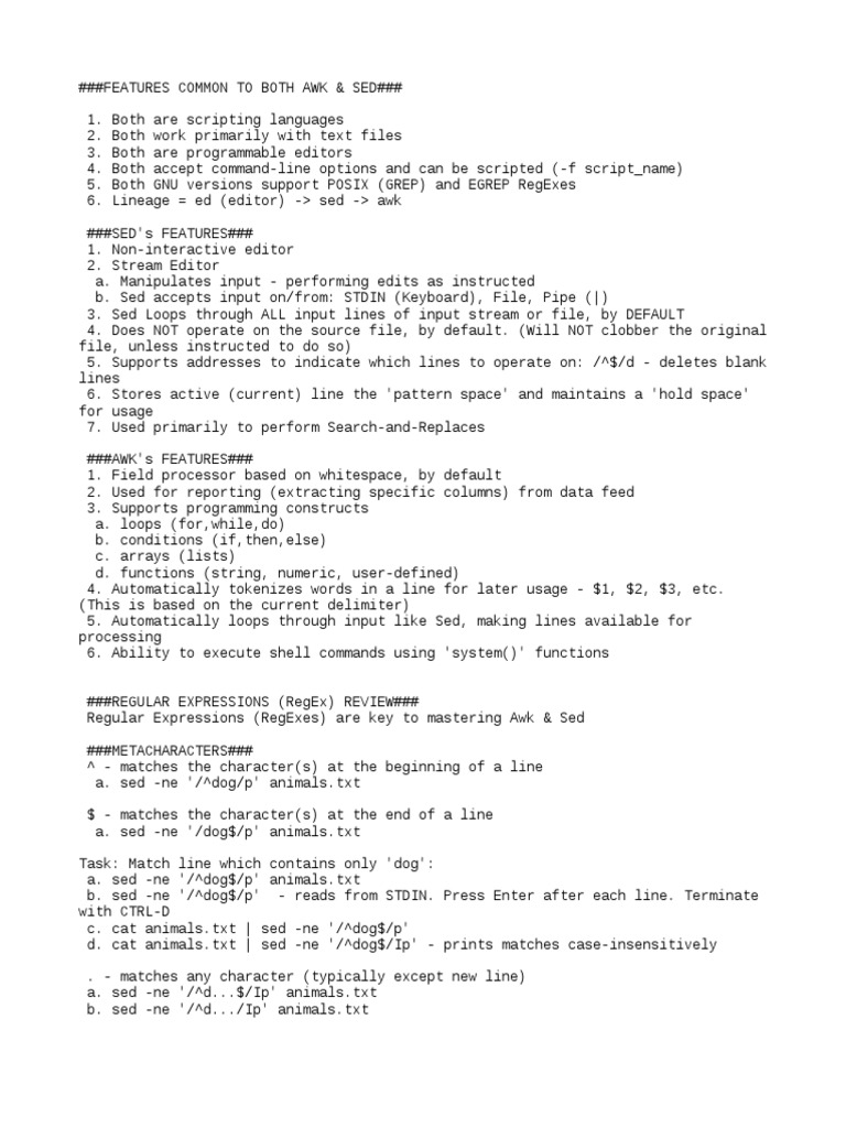 LinuxCBT AwkSed Edition Notes | Download Free PDF | Regular Expression ... LinuxCBT AwkSed Edition Notes | Download Free PDF | Regular Expression ...