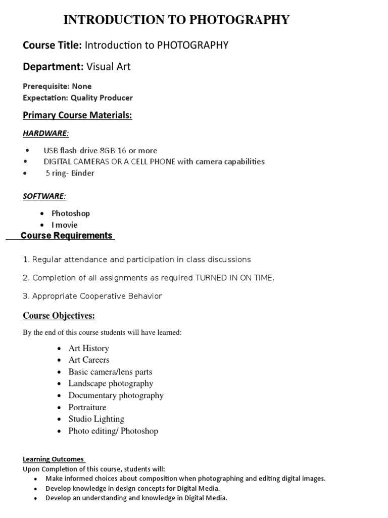 Introduction To Photography | PDF | Composition (Visual Arts) | Camera