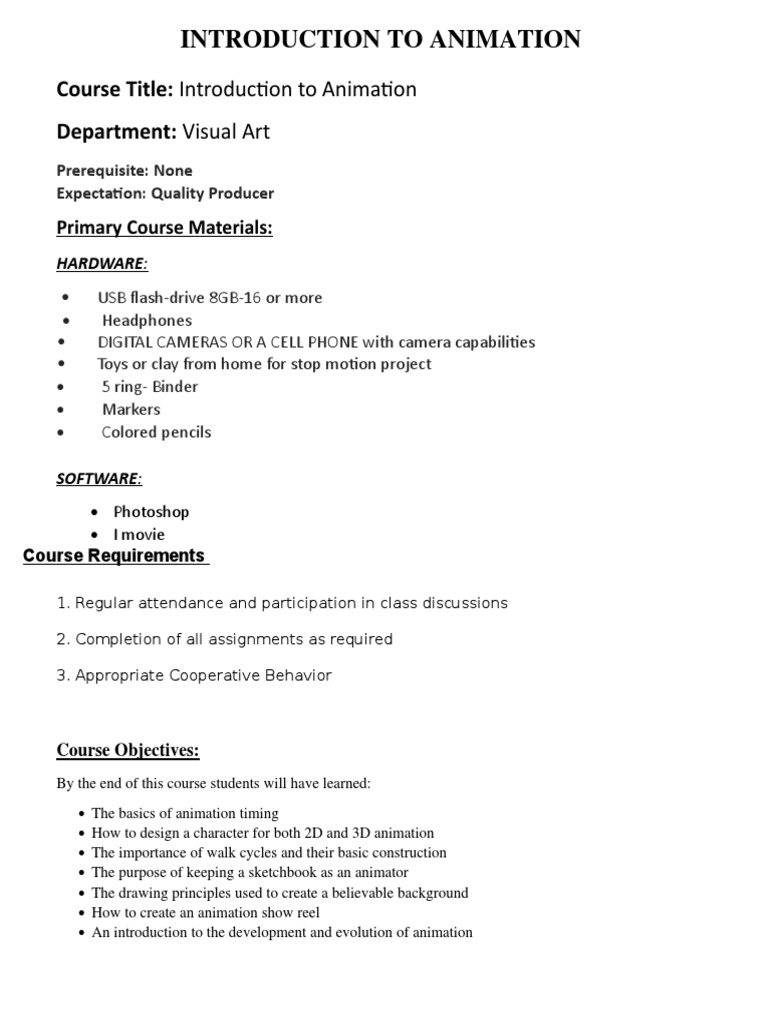 Latestanimation Course Syllabus | PDF | Animation | Competence (Human ...