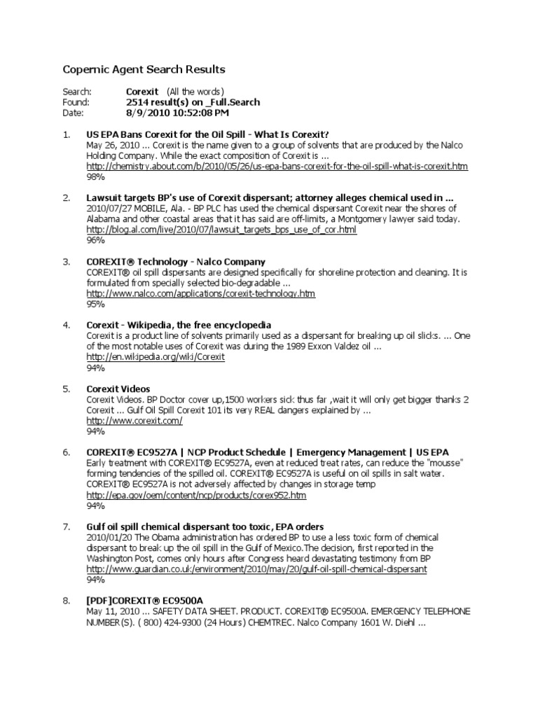 Corexit | PDF | Deepwater Horizon Oil Spill | Bp