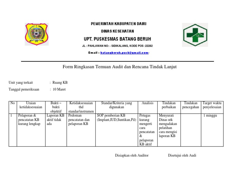 Form Ringkasan Temuan Audit Dan Rencana Tindak Lanju5 | PDF