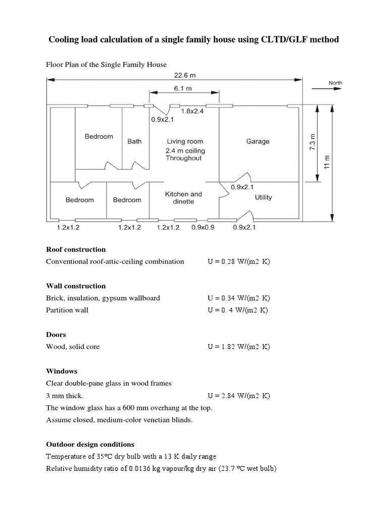 Materaial For Question 3. - Cooling Load CLTD Example Ashrae PDF | PDF