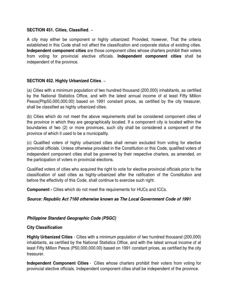 Classification of Cities | PDF | Public Law | Constitutional Law