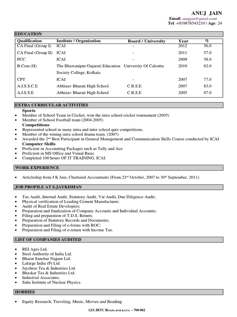 Board / University Year: Anuj Jain | PDF | Kolkata | Business