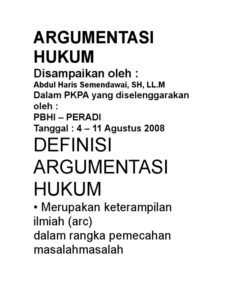 Argumentasi Hukum dan Penalaran Premis | PDF | Barrister | Lawyer