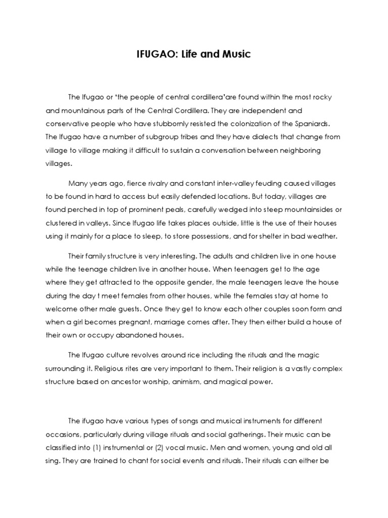 Ifugao Culture: Music and Traditions | PDF | Musical Instruments | Rituals