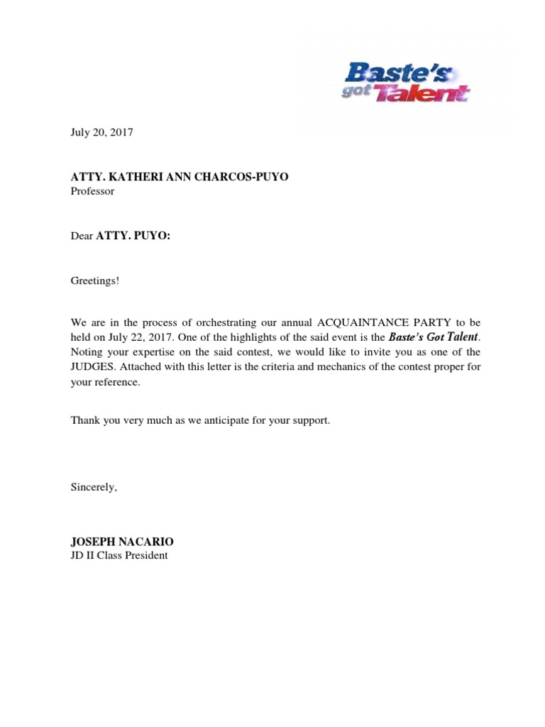 Judge Baste's Got Talent annual acquaintance party | PDF