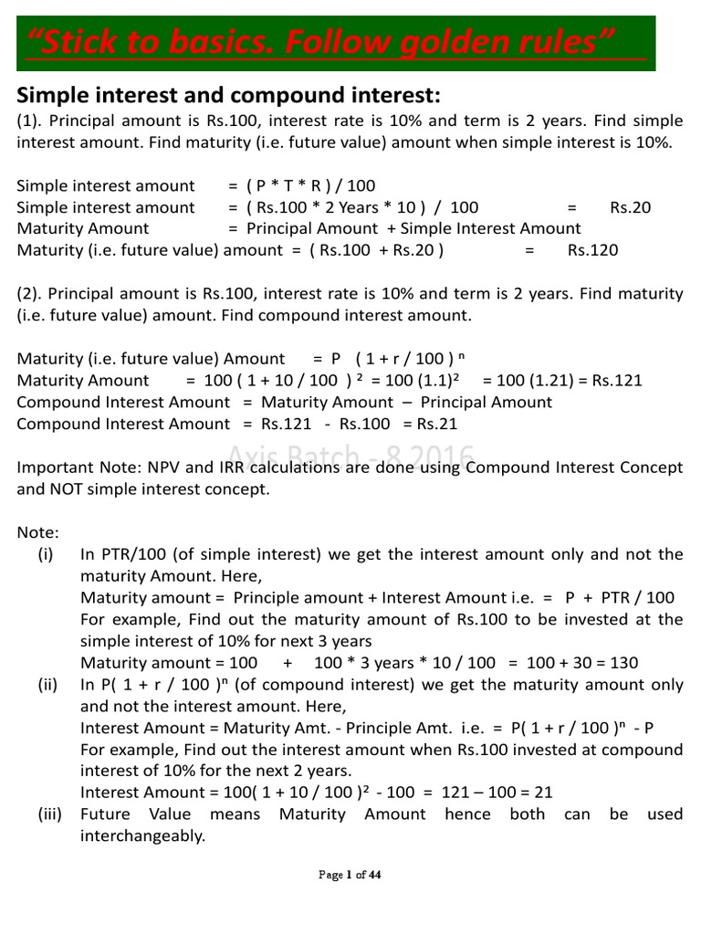 NPV Irr Int Emi Mohan Borkar 13-7-17 | PDF | Net Present Value ...