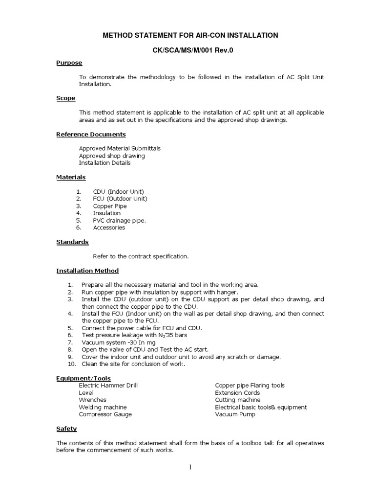 Split Unit Installation Method PDF | PDF