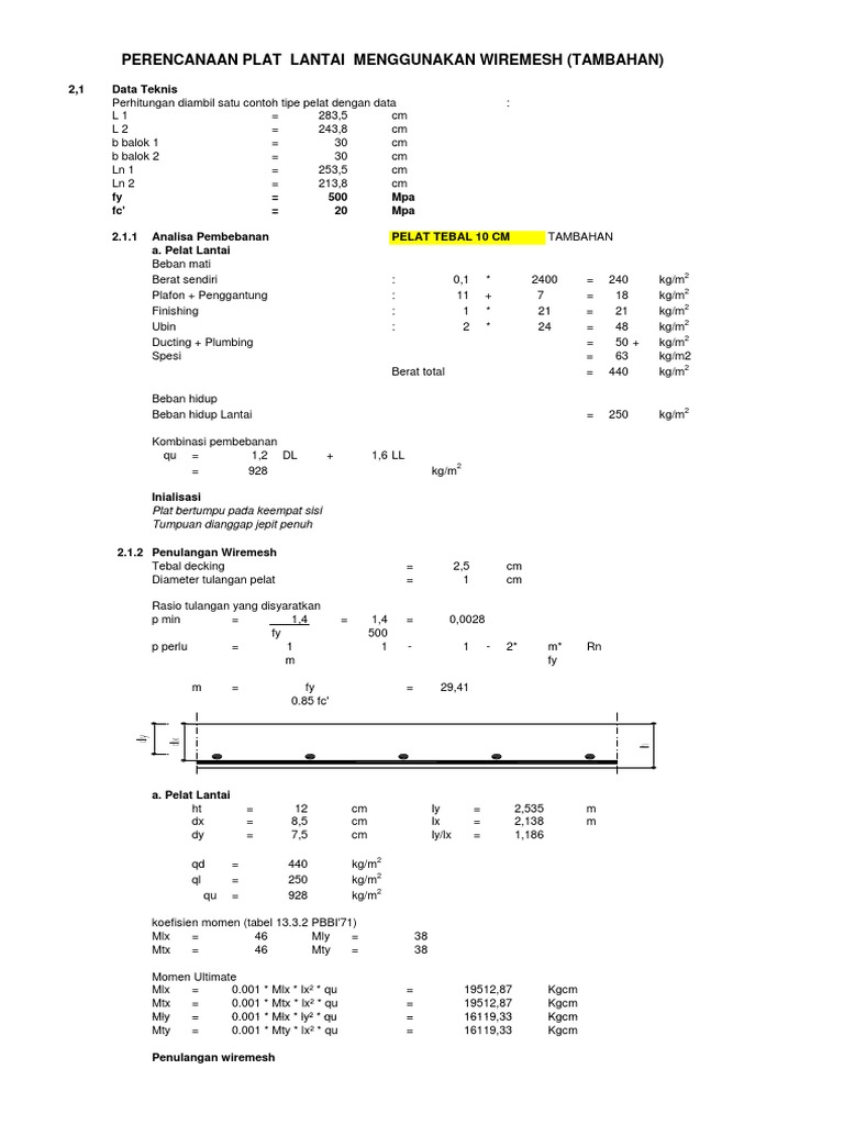 Perhitungan Plat Wire Mesh | PDF